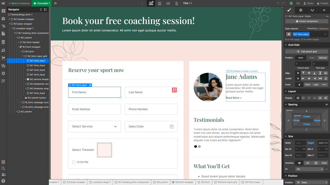FlowBookings - No-Code Webflow Booking System